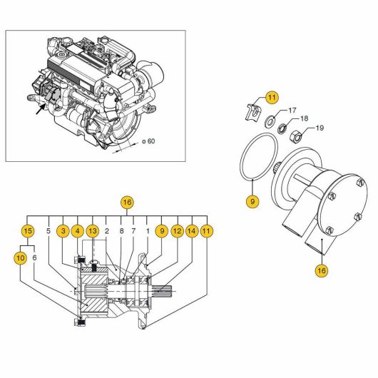 Deksel buitenwaterpomp Vetus M4.55-56 - 08-01017 - Bakker IJlst